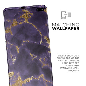 DesignSkinz Purple Marble & Digital Gold Foil V3 2 Protective Vinyl Decal Wrap Skin Cover Compatible with The Samsung Galaxy S20 (Screen Trim & Back Glass Skin)