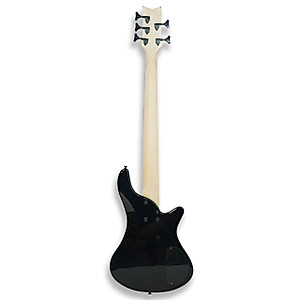 Tario Black Left-handed 5 String Electric Bass, Bolt-on Maple Neck, Poplar Body
