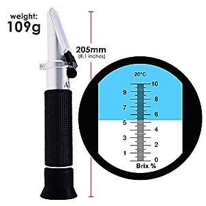0-10% Brix Refractometer with ATC Low-Concentrated Sugar Content Solutions Accuracy 0.1% Maple Sap Cutting Liquid CNC Maple Syrup Makers Tea