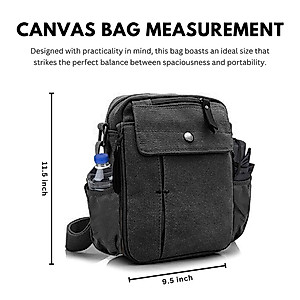 Canvas Cross Body Bag - Chest Bag for Travel - Crossbody & Sling Bag For Men, Backpack & Shoulder, Lightweight One Strap Motorcycle Bag for Biking Hiking Cycling with Bottle Holder (Black)