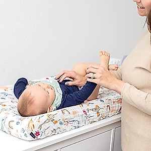 Bebe au Lait Classic Muslin Changing Pad Cover, 100% Cotton Muslin, One Size Fits Most - Narwhal