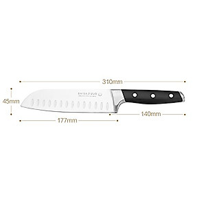 SHI BA ZI ZUO Santoku Knife 7 Inch Pro Chef's Knife High Carbon Stainless Steel Sharp Kitchen Knife Ergonomic Handle