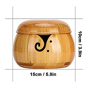 Wooden Yarn Bowl Yarn Storage Bowl with Removable Lid Home Needlework Yarn Holder for Knitting and Crochet Accessories Kit