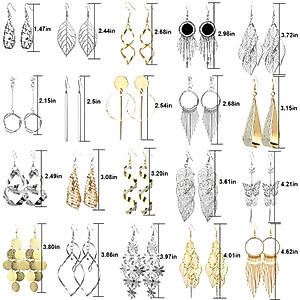 ESRICH 20 Pairs Alloy Earrings with 8 PCS Gold,12 PCS Sliver,20 Styles of Earrings for Women ewelry Fashion and Christmas gifts Valentine Birthday Party
