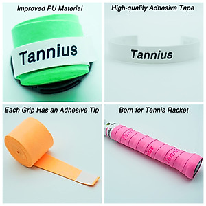 Tannius Dry Feel Tennis Overgrip (Pack of 9), Long-Lasting Tennis Racket Grip Tape, Super-Absorbent and Non-Slip Racquet Grip (Mixed Colors)