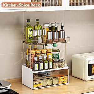 Versatile 4-Tier 2-Drawer Bathrooom Organizer, Makeup Organizer, Perfume Organizer, Bathroom Counter Organizer, Vanity Organizer, Skincare Organizers, Bathroom Organizers and Storage, Amber