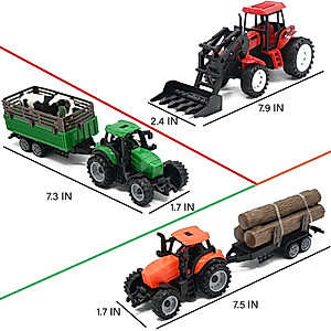 Farm Animals Figures Playset, 40 Pcs Farm Toy Tractor with Plastic Farm Animals Figurines, Farmer and Fence Farm Playset, Farm Figures Farmer Truck Toy with Trailer for Kids Boys Girls Toddlers 3+