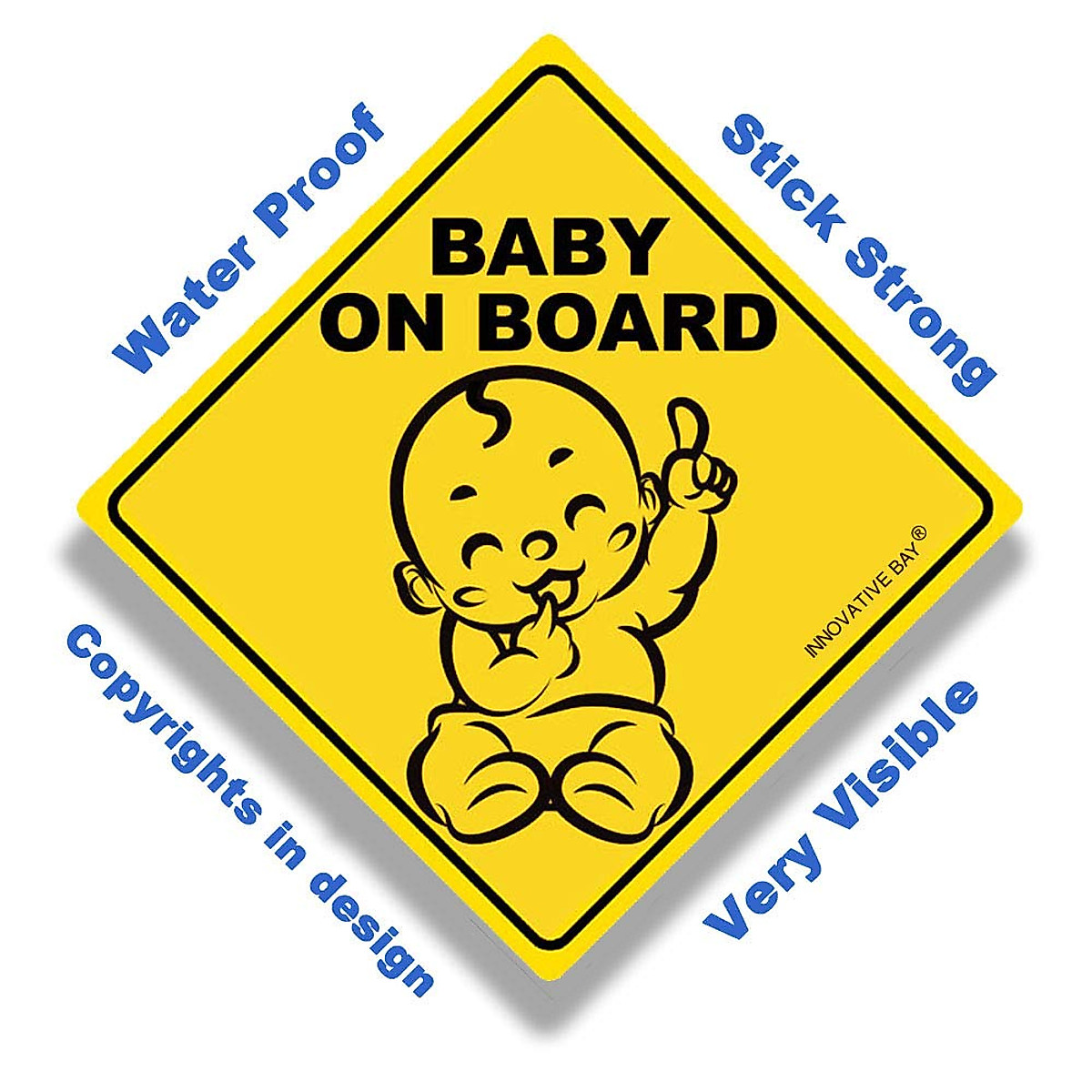 2023 Design- Baby on Board Sticker Sign (3 Pack), Baby Board, Baby car Sticker, Baby car Decal, US Department of Transportation Recommend Color & Shape,Kid Safety, 5”by5” by Innovative Bay