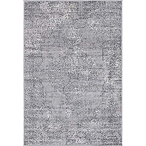 Rugs.com Oregon Collection Rug – 4' x 6' Gray Low-Pile Rug Perfect for Living Rooms, Large Dining Rooms, Open Floorplans