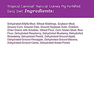 F.M. Brown's Tropical Carnival, Natural Guinea Pig Food, Vitamin-Nutrient Fortified Daily Diet with Vitamin C and High Fiber Alfalfa and Timothy Hay Pellets for Optimum Digestion, 4 lb