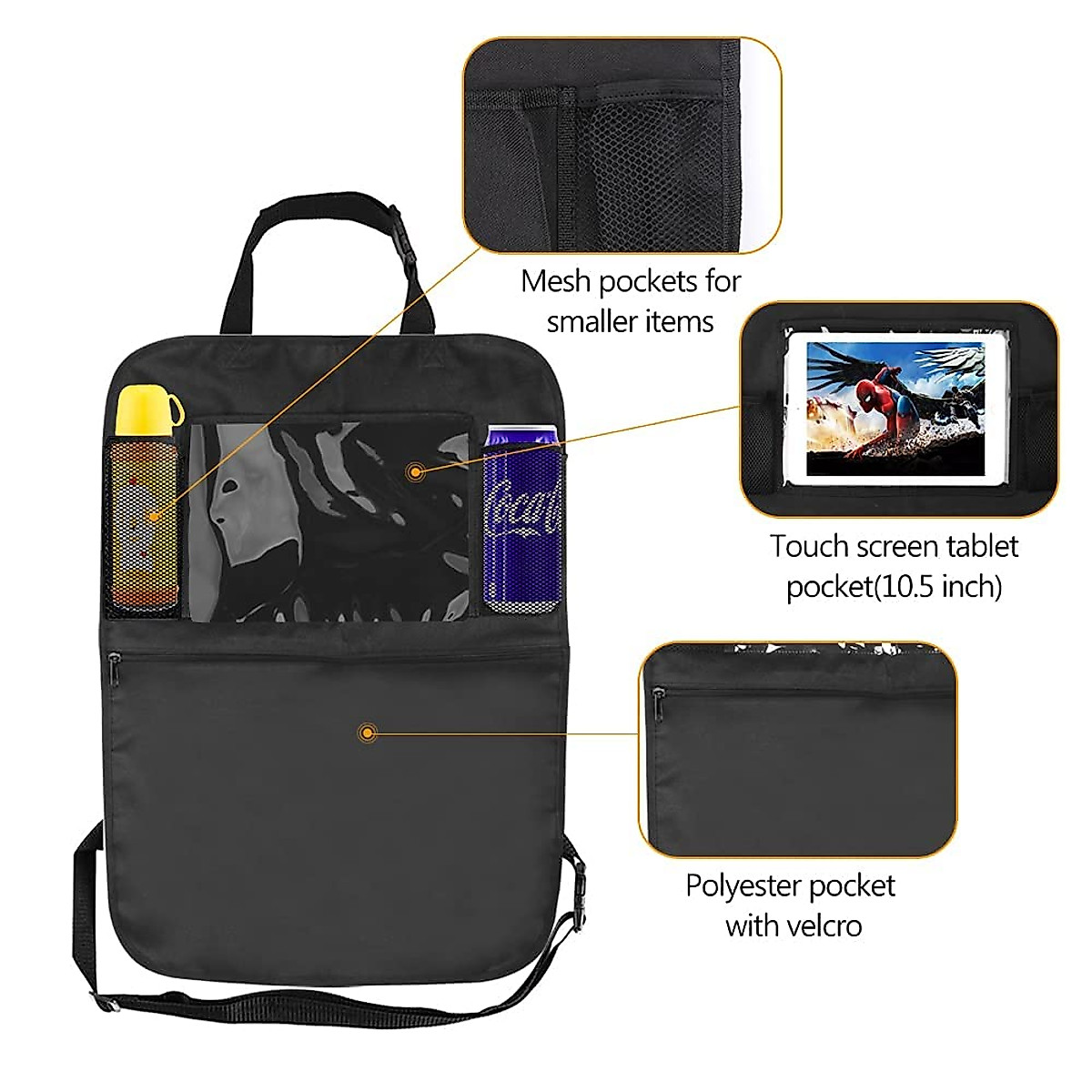 EUBSWA Backseat Anti Kick Mat for Kids 2 Pack with Storage Pockets, Car Travel Accessories,Backseat Car Organizer Kick Mats Backseat Organizers Auto Back Seat Protector