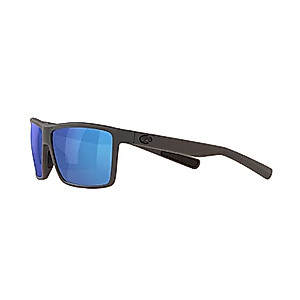 Costa Del Mar Mens Rinconcito Rectangular Sunglasses, Matte Grey/Blue Mirrored Polarized-580G, 60 mm