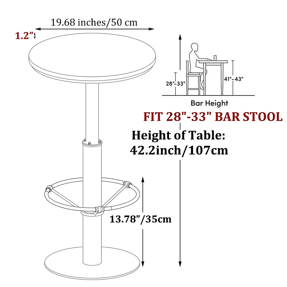LOKKHAN 42" Tall Bar Table Set with 2 Stools,3-Piece Round Table Compact Chairs Bar Height Tabletop for Pub Kitchen Dining Living Party Bistro Breakfast,Space-Saving,Most Welded(Black & Brown)