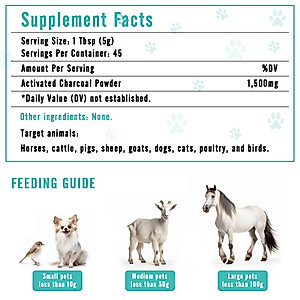 Activated Charcoal for Dogs, 8oz Powder Detox and Digestive Aid, for Poisoning Treatment, Gas Relief & Liver Support, Safe for All Pets, Non-GMO, Gluten-Free