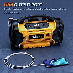 Nilight Portable Air Compressor Tire Inflator AC/DC Dual Power Sources Tire Pump 160PSI Dual Motors Fast Inflate Auto Shutoff Air Pump for Cars&Inflatables Inflation/Deflation,2 Yrs Warranty,12 Volts