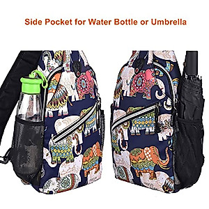 MOSISO Sling Backpack,Travel Hiking Daypack Pattern Rope Crossbody Shoulder Bag, Elephant