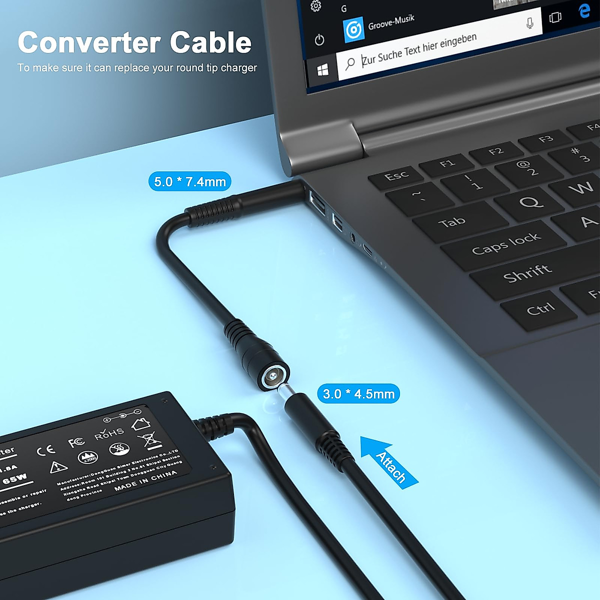 65W Laptop Charger for Dell Latitude 13 3301 3310 3390 14 3400 3410 3420 3490 15 3500 3510 3520 3590 Vostro 13 5301 5390 14 5401 5402 5490 15 3558 3559 - UL Listed Adapter