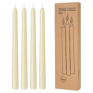 4 Pack Ivory Taper Candles - Taper Candles 10 Inch Dripless, Smokeless & Unscented - 8 Hours Long Burning - Hand Poured Tall Candlesticks - Ideal for Weddings, Dinner Parties, and Home Decor