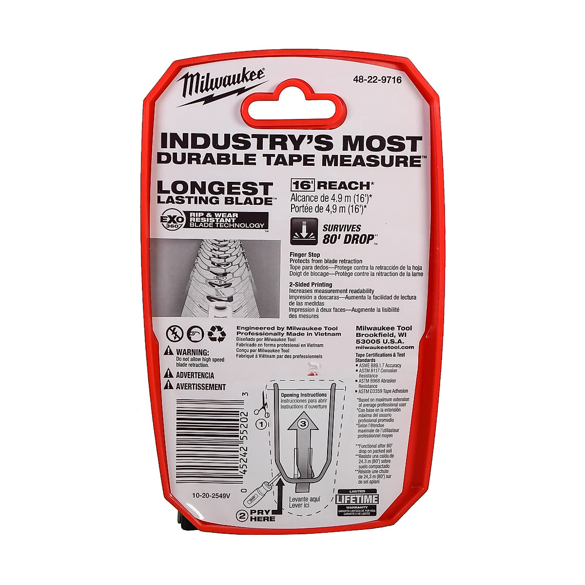 Milwaukee 48-22-9716 16 ft. x 1-5/16 in. Gen II Stud Tape Measure with 17 ft. Reach