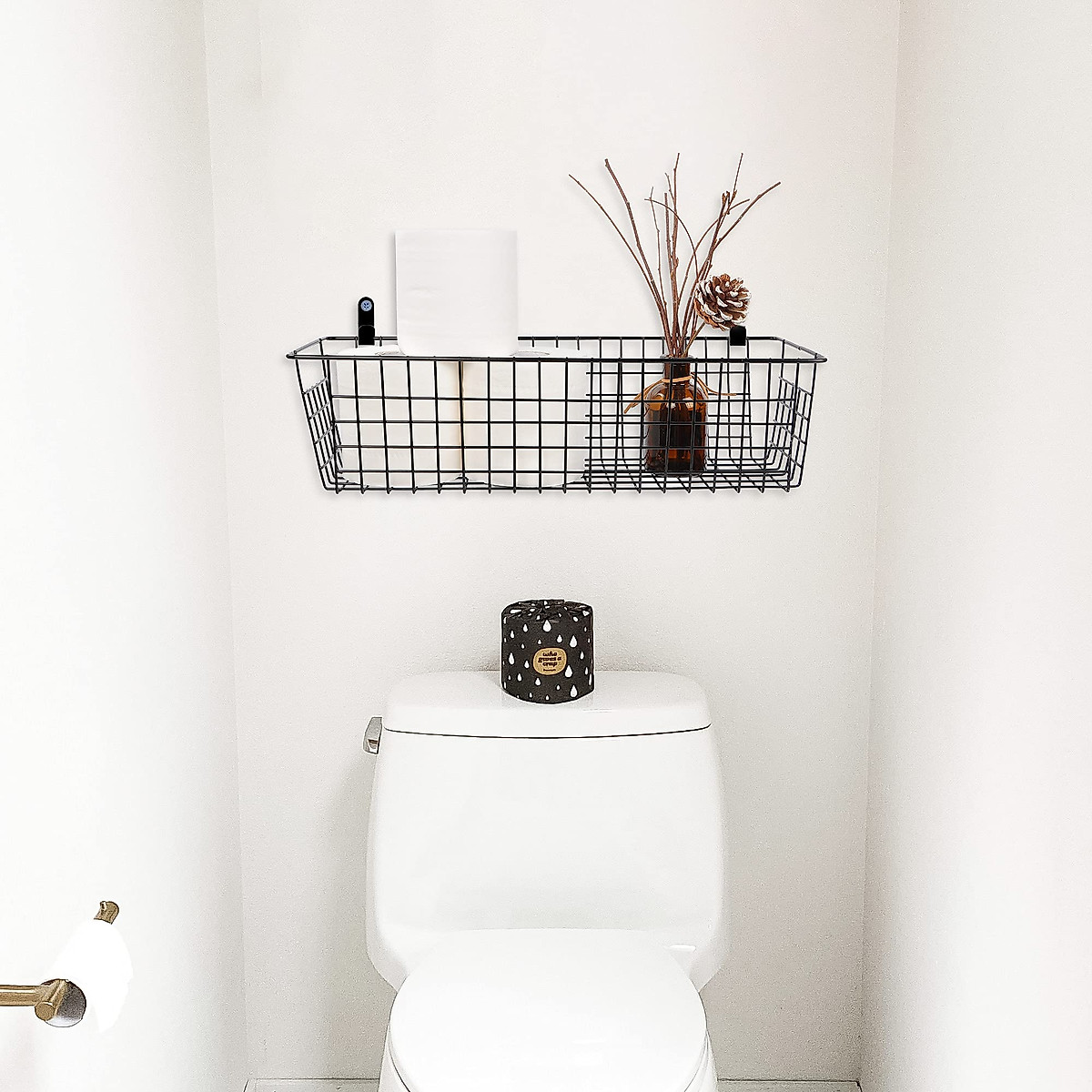 3PCS [Extra Large]Hanging Wire Baskets, Wall Mount Storage Basket, Rustic Toilet Paper Holder for Storage & Organization