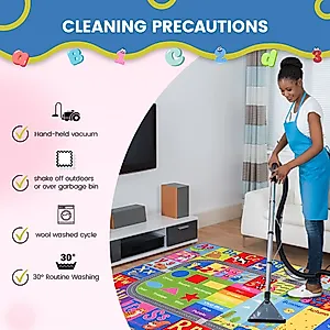 Toastmark Non-Slip ABC Rug for Fun Learning - 5X3 Feet - Polyester - Kids Rugs for Playroom with Alphabet, Numbers, Animal Seasons and Shapes - Multi-Color