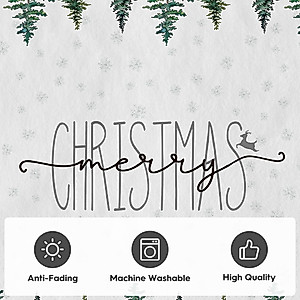 Artoid Mode Green Pine Tree Merry Christmas Area Rug, Xmas Winter Home Decor Low-Profile Washable Area Rugs for Entryway Bedroom Living Room Laundry Room Indoor 5x7 Feet