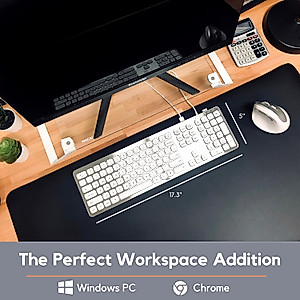 X9 Performance Wired Keyboard with USB Port Built in x2 - Elegant, Plug and Play Computer Keyboard - Convenient Full Size Keyboard Wired with 17 Shortcuts for Windows PC Desktop and Laptop