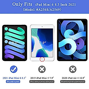 Soke New iPad Mini 6th Generation 2021 Case with Pencil Holder-[Full-Body Protection + 2nd Gen Apple Pencil Charging +Two Viewing Angles],Translucent Frosted Back Cover for iPad Mini 6 8.3 Inch(Black)