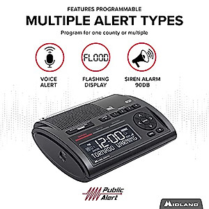 Midland - WR400, Deluxe NOAA Emergency Weather Alert Radio - S.A.M.E. Localized Programming, 80+ Emergency Alerts, & Alarm Clock w/ AM/FM Radio