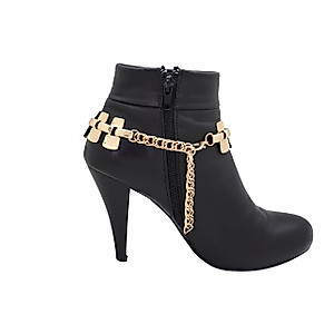 Women Fashion Jewelry Boot Bracelet Mesh Metal Chain Links Heels Shoe Charm Gold Color