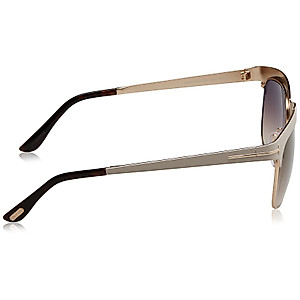 Tom Ford Elena Sunglasses FT0437 25F, Ivory/Gold Frame, Brown Gradient Lens, 54