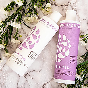 Purezero Biotin Strengthening Shampoo - 12 Fl Ounce - Volumizing, Thicker, Fuller Hair - Zero Sulfates, Parabens, Dyes, Gluten - 100% Vegan & Cruelty Free