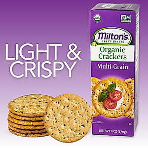 Milton's Craft Bakers Organic Multi-Grain Crackers - Multigrain Crackers, Certified Organic, Non-GMO Project Verified, Kosher, Savory & Sweet Taste, Great for Charcuterie Boards - 24 Oz