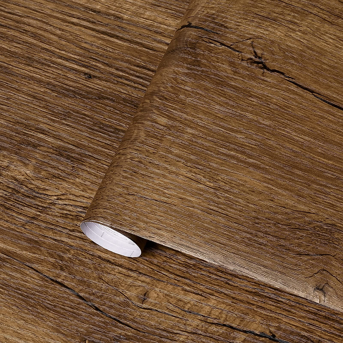 Caltero Wood Contact Paper 15.7’’ x 118’’ Peel and Stick Wood Wallpaper Wood Grain Contact Paper Brown Wood Wallpaper Distressed Wood Wall Paper Vinyl for Kitchen Countertop Cabinet Liner Furniture