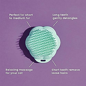 Tangle Teezer Cat Teezer | Small, De-Shedding Cat Hair Brush | Gentle, Soothing Brush for Cats | Green