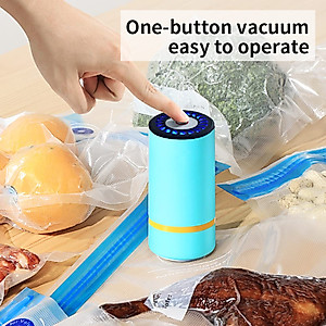 Sous Vide Bag & Handheld Vacuum Sealer, Portable Mini Vacuum Sealer with 10 PCS Reusable Food Storage Zipper Sous Vide Bags for Anova,Joule Cookers, Rechargeable Small Electric Vacuum Sealer Pump Set