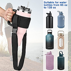 Xxerciz Water Bottle Carrier Holder with Strap for Stanley Simple Modern 40 oz Tumbler with Handle, Universal Bottle Sling Sleeve for 40-128oz Water Bottle on Walking Camping Hiking