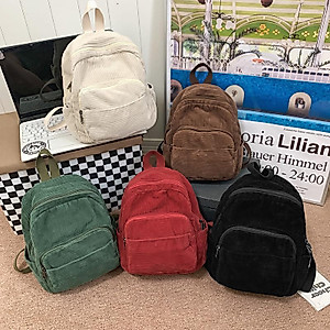 Eagerrich Small Mini Backpack Purse for Women Travel Corduroy Bag for Women Cute Aesthetic(White)