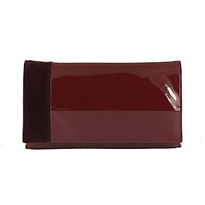 LONI Womens Contrast Clutch/Shoulder Bag in Faux Patent/Suede/Leather Wedding Party Prom Bag Burgundy Wine Red