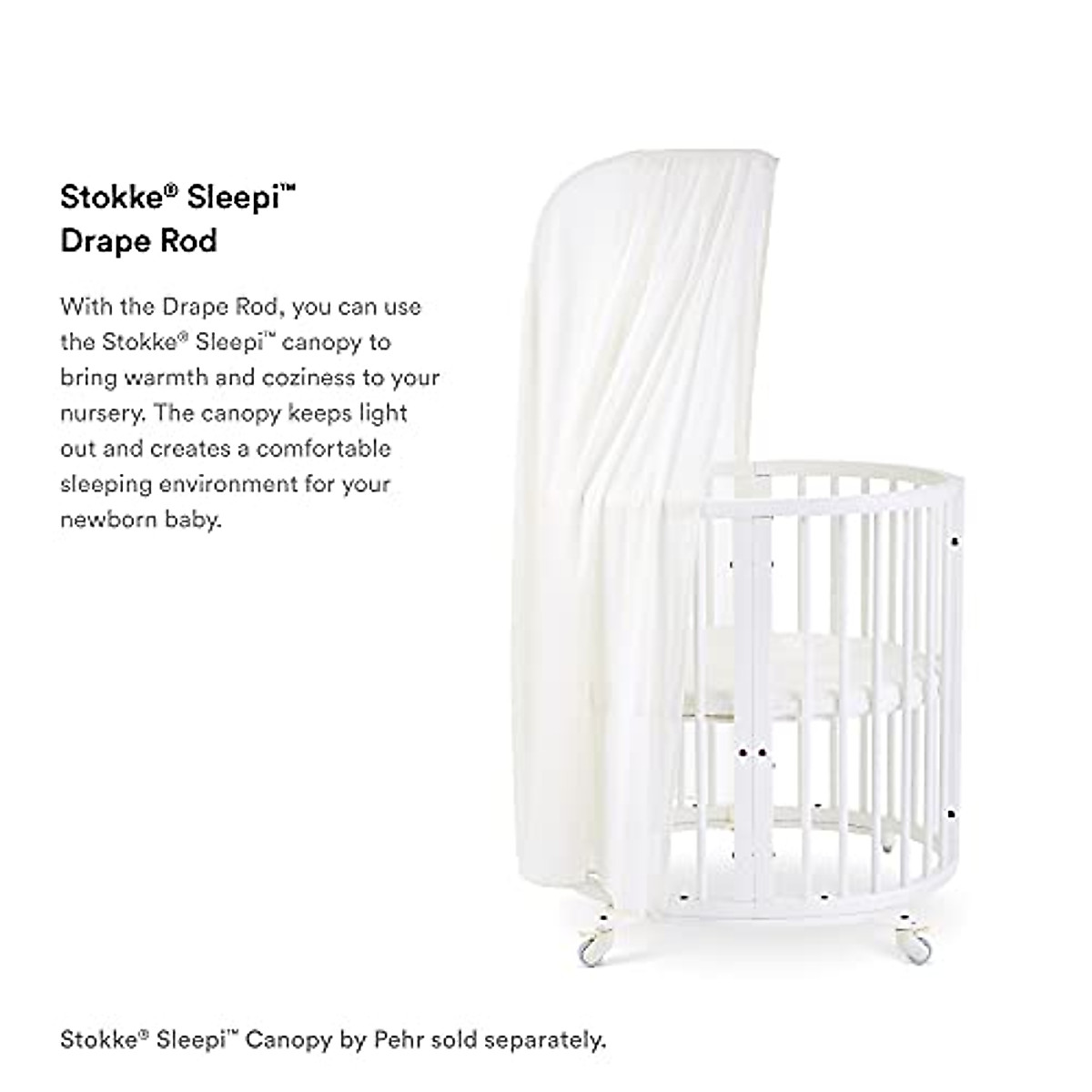Stokke Sleepi Drape Rod, Natural - Made from Solid Beech Wood - Easy to Install & Clean - Compatible with Stokke Sleepi Crib/Bed & Mini