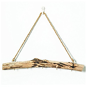 BYHER 15-Inch Natural Driftwood Branches Wall Hanging Jewelry Organizers with 5-Hook