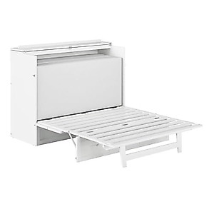 BOWERY HILL Full Size Murphy Bed Chest with Charging Station in White