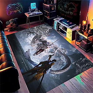 IM HOME Wukong Gaming Area Rug 71 x 47 inches, Cartoon Printed Video Game Computer Carpet Mats Chair Mat for Gaming Room Home Bedroom Decor, Wukong C