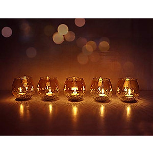 Valentine's Day Candle Holder Half Crackle Glass Garden Wedding Decoration Tea Light Candle Holder Votive Light Candle Holder Bulk 5 Pcs