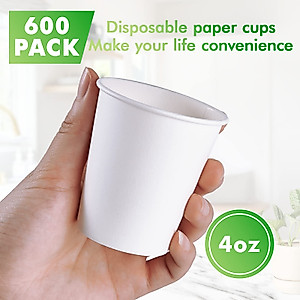 TV TOPVALUE 600 Pack 4 oz Paper Cups, Bathroom Cups, Small Mouthwash Cups, White Paper Cups, Hot/Cold Drinking Cups, Mini Paper Cups for Home, School and Office