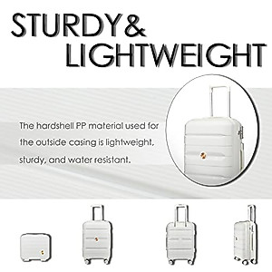 Somago 2 Piece Luggage Set Carry On Suitcase 20 INCH Lightweight Hard Shell PP Suitcase with TSA Lock Spinner Wheel 22x14x9 Airline Approved (Creamy White)