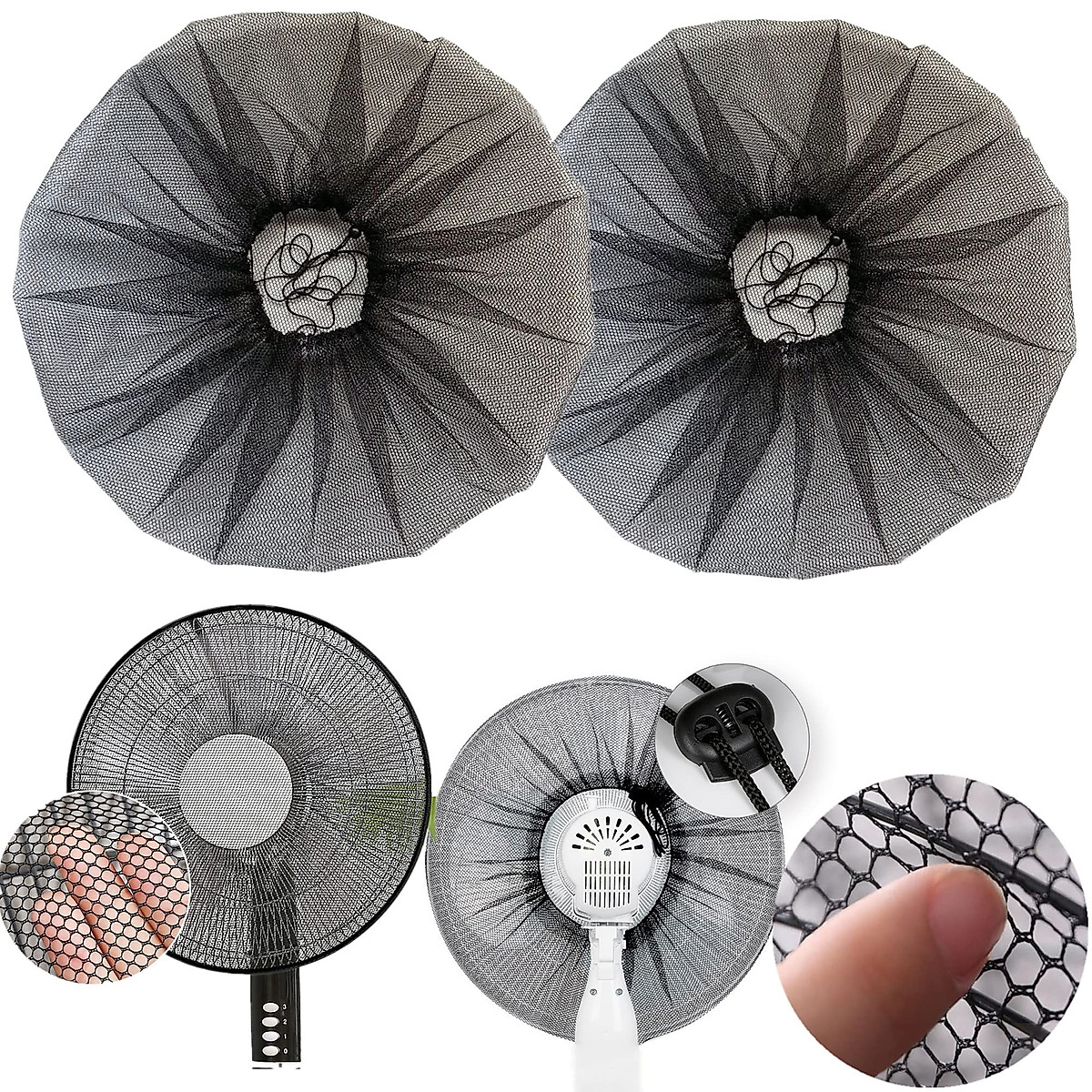 20 Inch Fan Cover, 2 PACK 20" Pedestal Fan Dust Cover for Kids Children Finger Protection,Fan Mesh Cover for 20 in Stand Up Round Fan for Home Office Shop Playground,Washable,Reusable