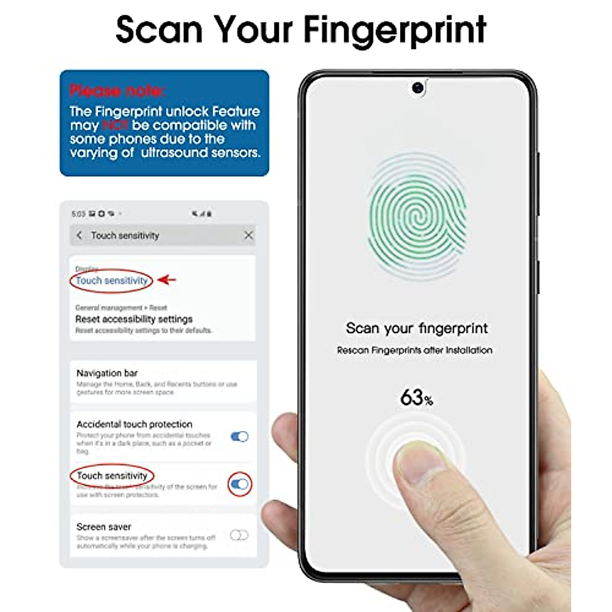 amFilm OneTouch Screen Protector for Samsung Galaxy S22 5G 6.1 Inch, 9H Hardness with Camera Lens Protector, Easiest to Installation and Bubble Free, Tempered Glass, 2 Pack