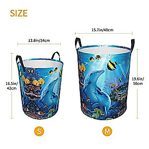 Dolphin Laundry Hamper Cute Laundry Baskets Large Animal Hampers Toy Organizer Hamper Bag Dirty Clothes Storage Bin