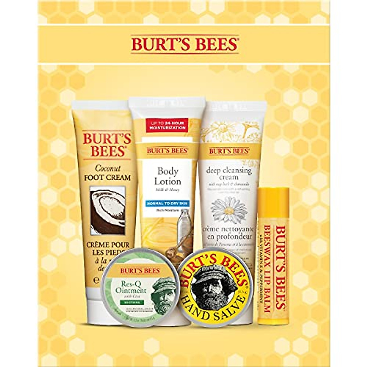 Burt's Bees Easter Basket Stuffers, 6 Mini Products - Coconut Foot Cream, Milk & Honey Body Lotion, Soap Bark & Chamomile Deep Cleansing Cream, Res-q Ointment, Hand Salve & Beeswax Lip Balm